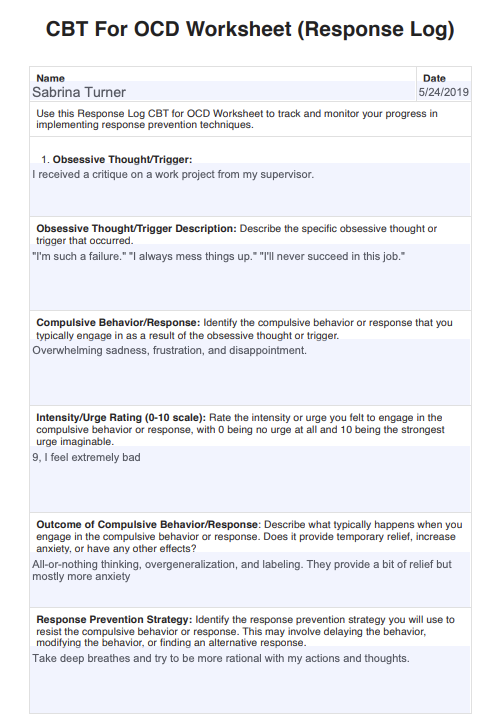 CBT For OCD Worksheet Example Free PDF Download CBT For OCD Worksheet Example Free PDF Download